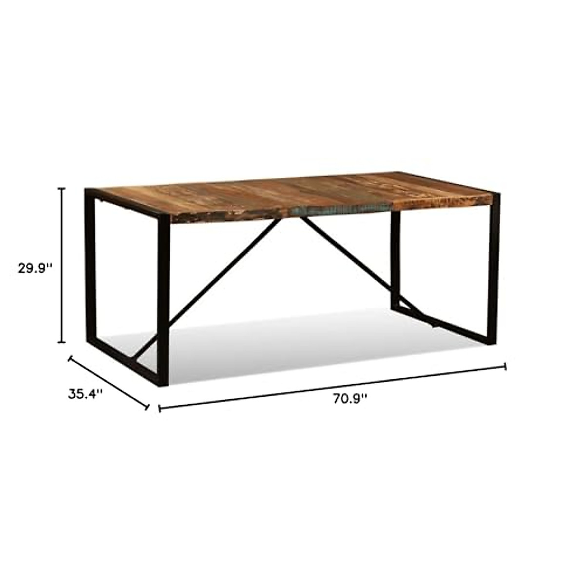 WHOPBXGAD Dining Table,Wooden bar Table, Industrial Restaurant bar Table Suitable for Living Room, Dining Room, Bistro Table,Solid Reclaimed Wood 70.9"
