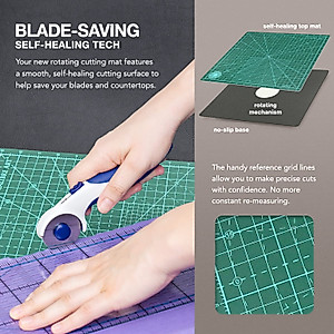 Calibre Art Self Healing Rotating Cutting Mat 18x18 (17" Grid), Perfect for Quilting & Art Projects
