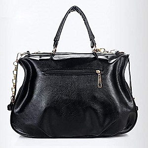 FiveloveTwo Women Punk Chain Handbag Purse Rhinestone Top-handle Shoulder Bag PU Leather Tote Satchel Black