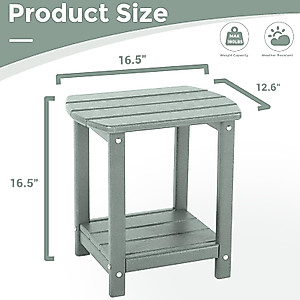 GARDENSTAR Adirondack Square Outdoor Side Table,2-Tier Storage Patio Side Table, HDPE End Tables for Backyard Pool Porch Garden Lawn LightGrey
