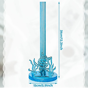 Beach Paper Towel Holder Nautical Wooden Paper Towel Stand Sea Turtle Octopus Weed Ocean Paper Towel Dispenser Kitchen Farmhouse Accessories for Kitchen Table or Bathroom Decoration(Turtle)