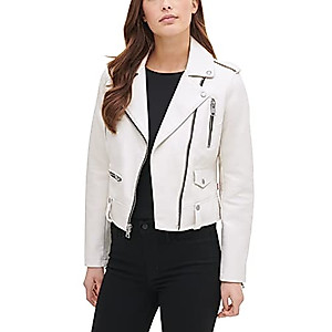 Levi's Women's Faux Leather Contemporary Asymmetrical Motorcycle Jacket, Oyster, X-Small