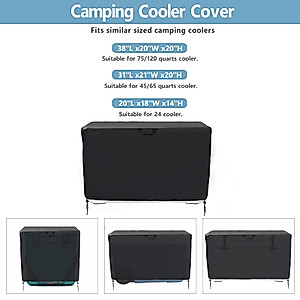 Kingling Cooler Cover, Waterproof Outdoor Rolling Ice Chest Cover Wheeled Camping Coolers Cover for 75 Quarts Cooler Box - 38''L x20''W x20''H