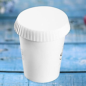 KISSHAKE 100 PCS Disposable Paper Cup Cover Hot Cup Lid Recycled Drinking Lid Coffee Cup Cover for Cafe Hotel KTV Bars, Paper Covers for Glassware, 2.95 Inches Diameter White Paper Cup Lids