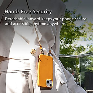 Alto Crossbody Phone Lanyard: detachable patch, nylon strap with Italian leather pad, for iPhone 15/15 Plus/15 Pro /15 Pro Max case (Caramel Brown)