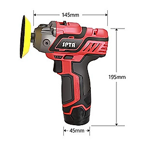 SPTA 12V Cordless Car Polisher Tool Sets, Cordless Drill Variable Speed Polisher and Buffer,1500mAh Li-ion Battery with Fast Charger and Polishing Pads for Car Detailing and Paint Polishing