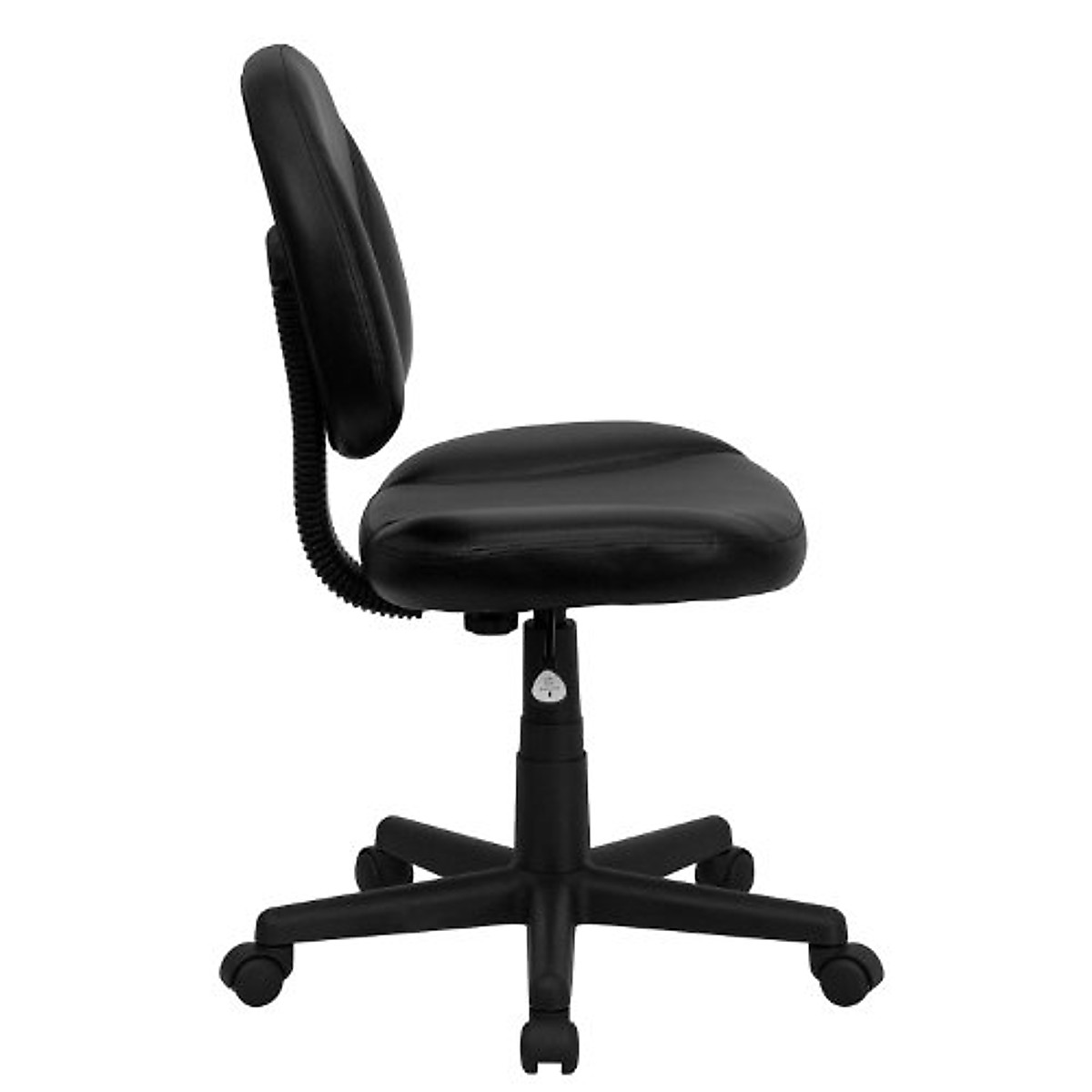 Flash Furniture Ronald Mid-Back Black LeatherSoft Swivel Ergonomic Task Office Chair with Back Depth Adjustment