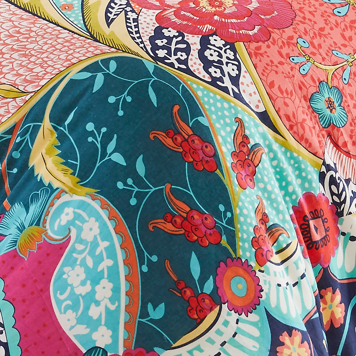 Levtex Home - Jules Duvet Cover Set - King Duvet Cover (106 x 94in.) + Two King Pillow Cases (36 x 20in.)- Bohemian - Teal, Orange, Yellow, Green, Blue, Red, Navy - Cotton