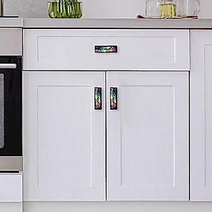 4 Pack 3.6In Double Holes Handles Pulls, Galaxy Planet Print Decorative Kitchen Cabinet Dresser Drawer Closet Cupboard Door Handles Pulls for Home Bedroom Bathroom