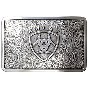 Ariat Men's Rectangle Filagree Shield Buckle, Silver, One Size