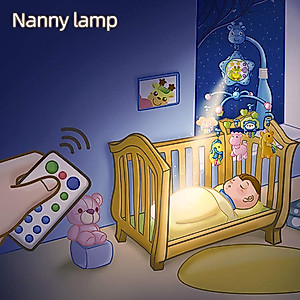 Baby Mobile for Crib with Music and Lights, Remote and Projection. Pack and Play Toys for Ages 0+ Months (Pink-Bee)