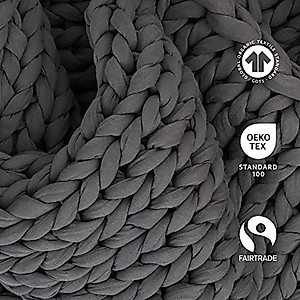 Bearaby Napper Organic Hand-Knit Weighted Blanket for Adults - Chunky Knit Blanket - Sustainable, Breathable - Machine Washable for Easy Maintenance (Asteriod Grey, 15 lbs)