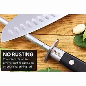 Professional Honing Steel 12”, Magnetized for Safety, No Rust, No Cheap Plastic! Noble’s Knife Sharpener Has an Oval Handle for a Firm Grip and is Built For Daily Use, Perfect for Chefs!