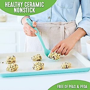 GreenLife Bakeware Healthy Ceramic Nonstick 18.5" x 13.5" Half Cookie Sheet Baking Pan, PFAS-Free, Turquoise