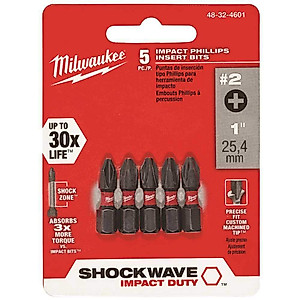 Milwaukee 48-32-4601 Shockwave Insert Bit Phillips #2, 5-Pack
