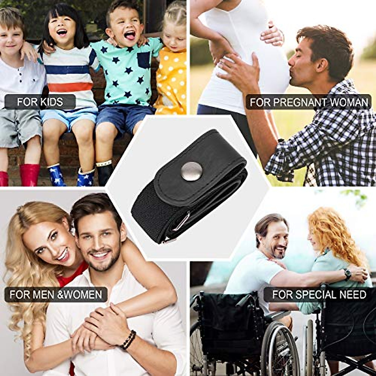 SANSTHS Buckle-Free Elastic Women Belt for Jeans Without Buckle, Comfortable Invisible Belt No Bulge No Hassle (Black)