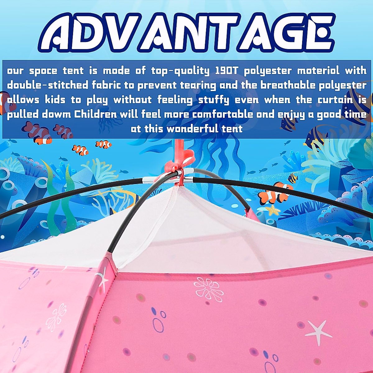 Kids Play Mermaid Tent for Kids, Play Tentes Foldable Pop Up Indoor Outdoor Party Playhouse Tents Toy for Boys Girls-47 * 47 * 41 (Pink)