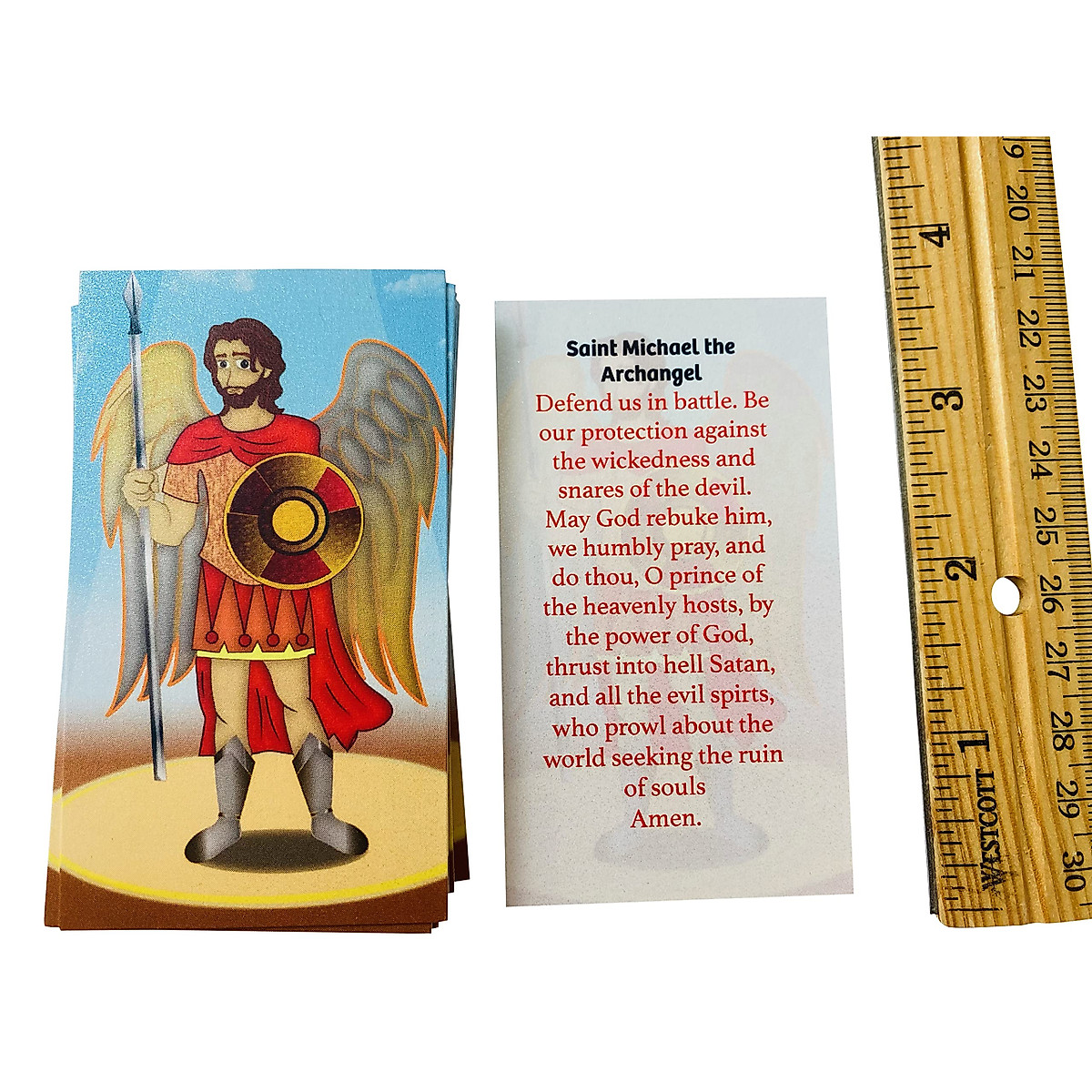 Westmon Works Saint Michael Prayer Holy Cards for Children Bulk Classroom or Mass Church Congregation Pack, Set of 25