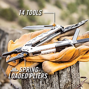 Gerber Gear Center-Drive Multitool Bit Set with Pliers, Knife & More - Silver Tool, Coyote Brown Sheath