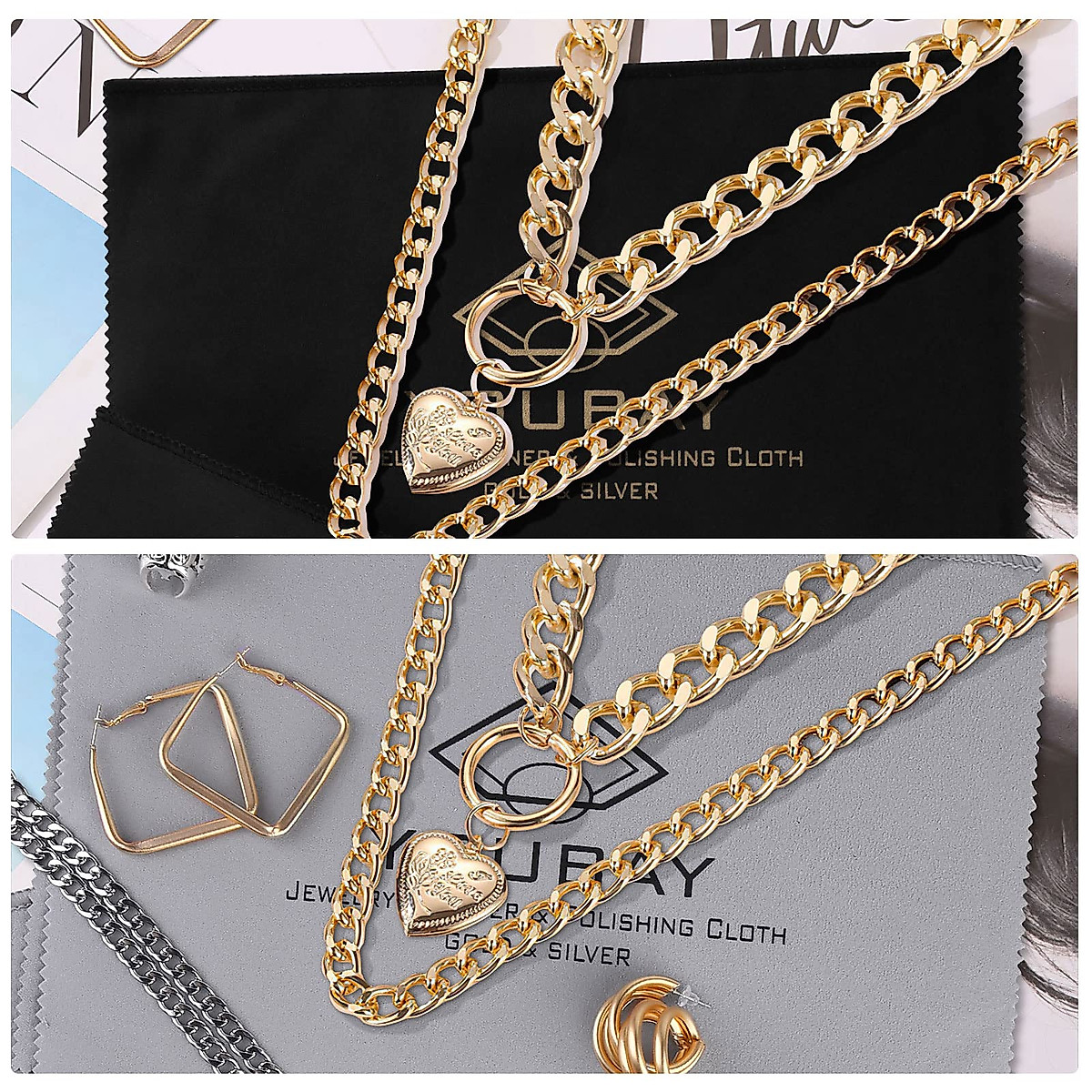 2 Packs Pro Size Jewelry Cleaning Cloth & Silver Polishing Cloth, 11'' x 14'' Jewelry Polishing Cloth for Sterling Silver | Gold | Brass | Platinum, Has Both Cleaning and Polishing Cloth Sewn Together