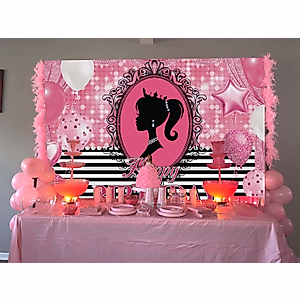 Princess Birthday Backdrop 7x5FT Pink Princess Theme Photography Backdrop for Girls Birthday Party Decorations Photo Props for Girl Party Favor (84x60 inch)