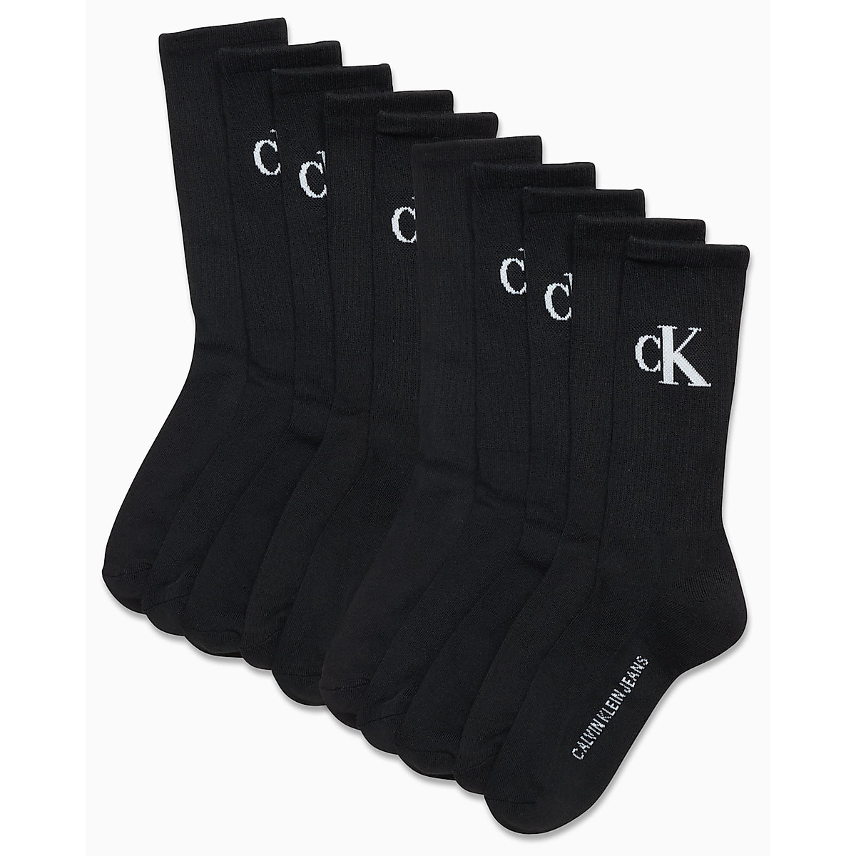 Calvin Klein Men's Athletic Socks - Cushion Crew Socks (10 Pack), Size 7-12, Black Light Grey Logo