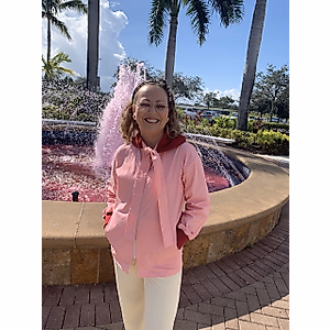 Esther's Story Mastectomy/Breast Surgery Recovery Shirt with Drain Pockets (Medium, Pink Cherry Hood)