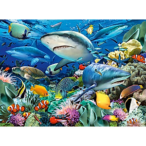 Ravensburger Shark Reef 100 Piece XXL Jigsaw Puzzle for Kids | Engaging Aquatic Themed Puzzle | Durable, Long Lasting Materials | Educational and Fun | Ideal for Ages 6-8