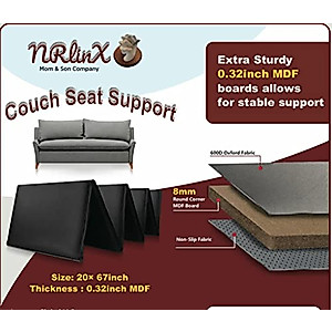 NRlinX™ Sofa Cushion Support Board Extra Long Dimension Prevent Sagging Sofa & Posture Support & Cushion Seat & Adjustable/Foldable Sofa Support Boards (67X20X0.3 in) Approved for Long Sofa