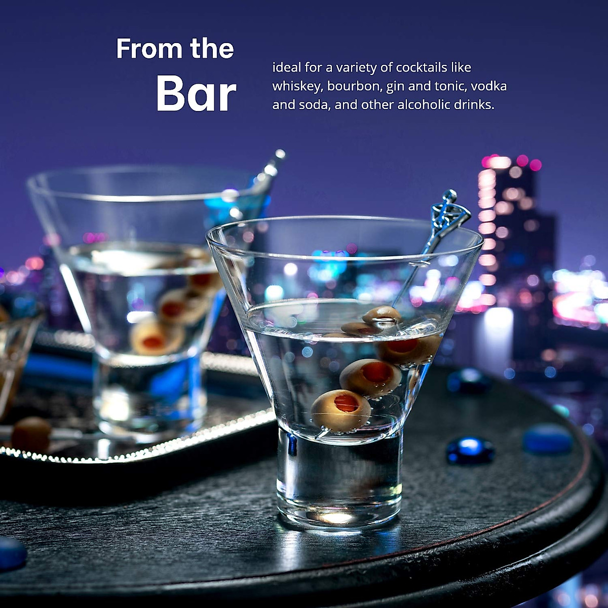 MITBAK 8 - Ounce Martini Glasses (Set of 6) | Elegant cocktail Cups | Great for Martini, Cocktail, Whiskey, Liquor, Margarita, & Other Alcoholic Beverages | Bar Glasses Made In Slovakia