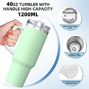 YVNUM 40 oz Tumblers with White Handle,Vintage Colombia Colombian Flag Pride Stainless Steel Thermos Travel Coffee Mug for Water, Iced Tea or Coffee,with Lid Straw Leakproof