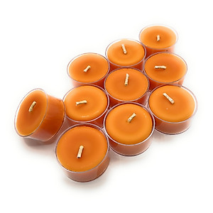 Allnations Candle Co. 100% Beeswax Tealight Candles. 4 to 5 Hours Long Burn Each - for Home, Mother’s Day, Rituals, Prayer, Party, Room Table Decoration - Unscented - Smokeless -10pcs (Orange)