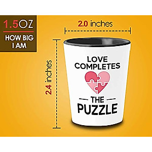 Puzzle Shot Glass 1.5oz - Love completes the puzzle - Brain Game Adult Educational Toy Kids 12 Year Old Boy Crossword Challenge Children