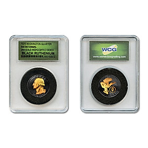 Black Ruthenium 1976 Bicentennial Quarter 2-Side w/ 24KT Gold in Slabbed Holder