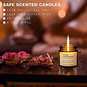 6 Pieces Chaos Coordinator Gifts for Women- Chaos Coordinator Scented Candles Gifts Thank You Gift for Coworker, Teacher, Boss Lady ，Manager Teacher Best Friend，Mother's Day Gifts