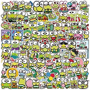 100PCS Kawaii Cartoon Stickers Cute Frog Stickers Vinyl Waterproof Stickers for Laptop Water Bottles Skateboard Guitar Boys Girls Kids Teens Adults Birthday Party Supplies