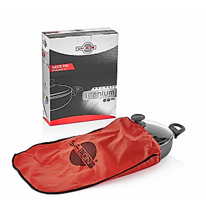 SAFLON Titanium Nonstick 4-Quart Saute Pot with Tempered Glass Lid, 4mm Forged Aluminum with PFOA Free Coating from England