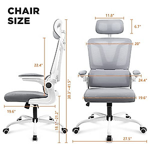 Soontrans Ergonomic Office Chair with Lumbar Support Pillow, Mesh Office Chair with Headrest & Adjustable Arms, Rocking Office Desk Chair, Comfortable Ergonomic Chair - Dark Grey