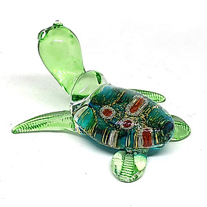 ZOOCRAFT Sea Turtle Hand Blown Glass Figurine Collectible Aquarium Miniature Home Garden Decor Personalized Gift