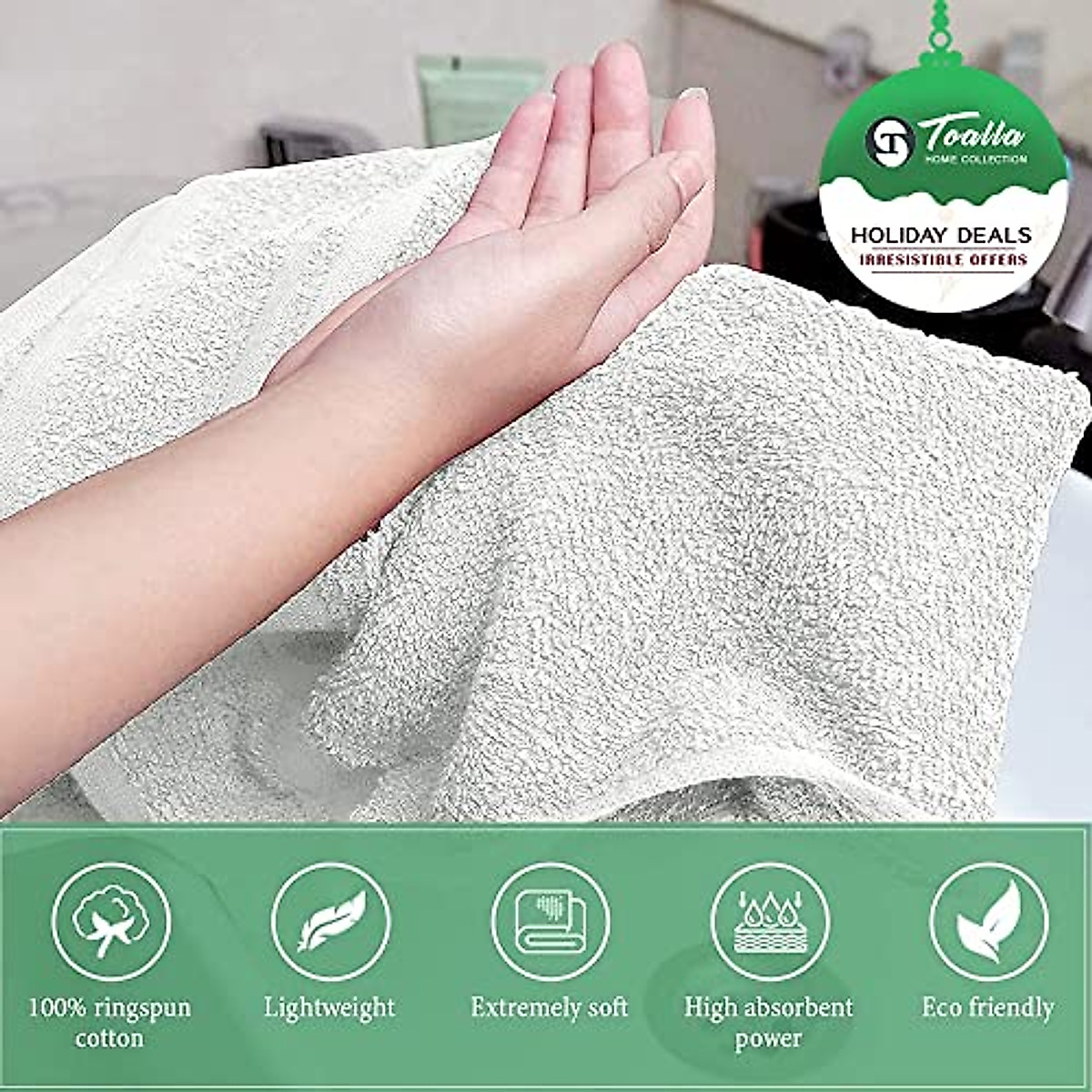 TOALLA 100% Cotton Salon Towel Set of 24|400 GSM|Soft Hand Towel|Bulk Hand Towel|Cotton Salon Towel|Ideal for Spa Gym Bathroom Hotel|Absorbent||Not Bleach Proof|Quick Dry|Hand Towel 16 x 27 in|White