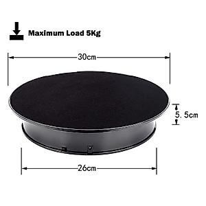 Leadleds 12 Inches Black Color Rotating Display Stand for Jewelry Portrait Model Photography Bracelet Shoe Exhibition Cake Stand