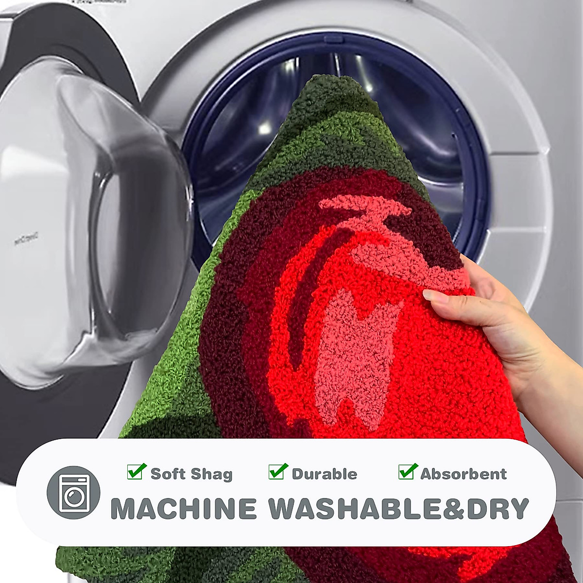 Apple Rug Fruit Shaped Mat Orchard Rug Red Hand Woven Carpet Bedroom Area Rug Non Slip Bathroom Rug Apple Orchard Home Decor Doormat Area Rugs Modern Area Rugs 17.7"x 31.49"