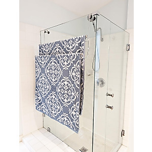 Insieme Extra Wide Over The Door Towel Rack for Bathroom, Two Tier Towel Hanger for 36 inch Door or 32.5 inch Plus Glass Shower Wall or Shower Door (Frameless or Frame to 2") Stylish, Stainless Steel