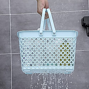 Anyoifax Portable Shower Caddy Basket Plastic Cleaning Tote with Handles Large Storage Organizer Bin for Bathroom, College Dorm, Pantry, Kitchen, Blue