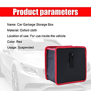 Sodcay 1 PC In-vehicle Hanging Garbage Cans, Car Multi-functional Folding Trash Can, Small Car Trash Can, Car Organizer Storage Bag (Red)