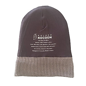 Golden Kocoon® - E-M-F Organic Cotton Beanie with a Bamboo Lyocell Faraday Fabric Liner - Adult Size in Grey -5 g, Cell Towers, Bluetooth, Smart Meters & WiFi- Golden Cocoon Hat Cap