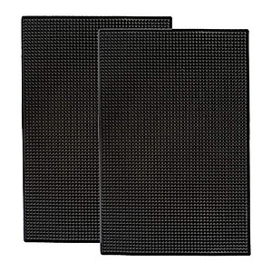 Highball & Chaser Bar Mat 18in x 12in, Thick Durable and Stylish Bar Mat for Spills. Non Slip, Non-Toxic, Service Mat for Coffee, Bars, Restaurants Counter Top (2 Pack, Black)
