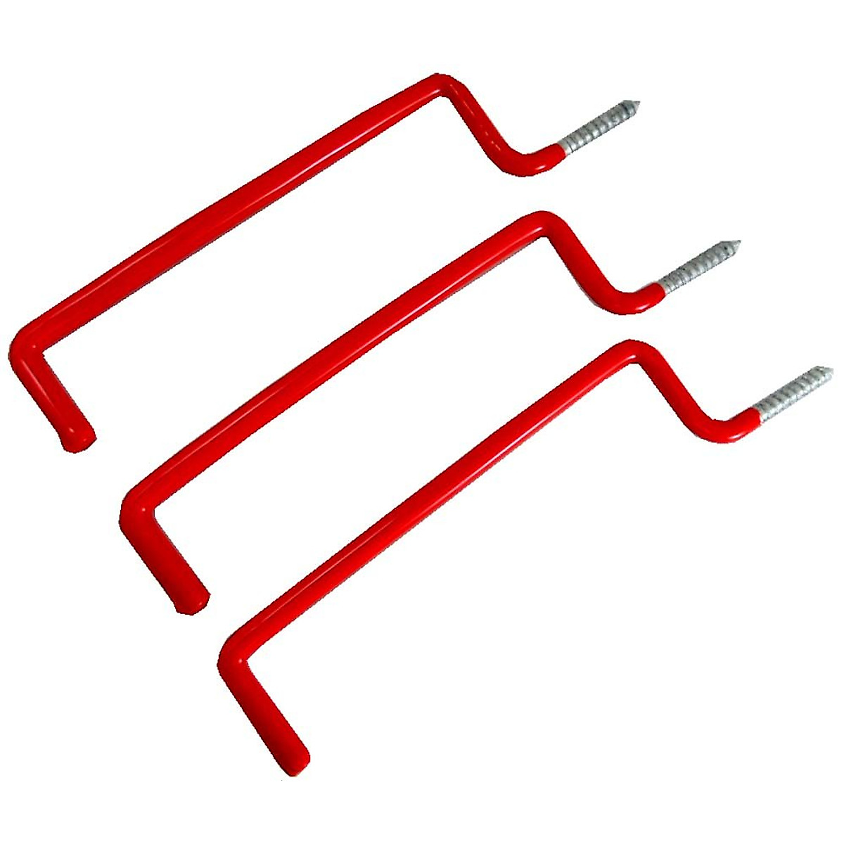DOVETAIL 3-Piece Heavy Duty L Shaped Storage Hooks | Red Vinyl Covered | Easy Installation | Ideal for Garages, Storage Sheds & Closets