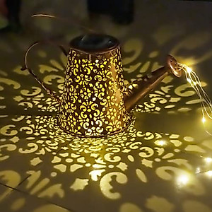 2 Pack Solar Lights Outdoor Garden Decor, Solar Watering Can with Cascading Lights, Large Hanging Lantern Waterproof, Outdoor Decorations Fairy Lights for Patio Lawn Yard Art Clearance Court Pathway