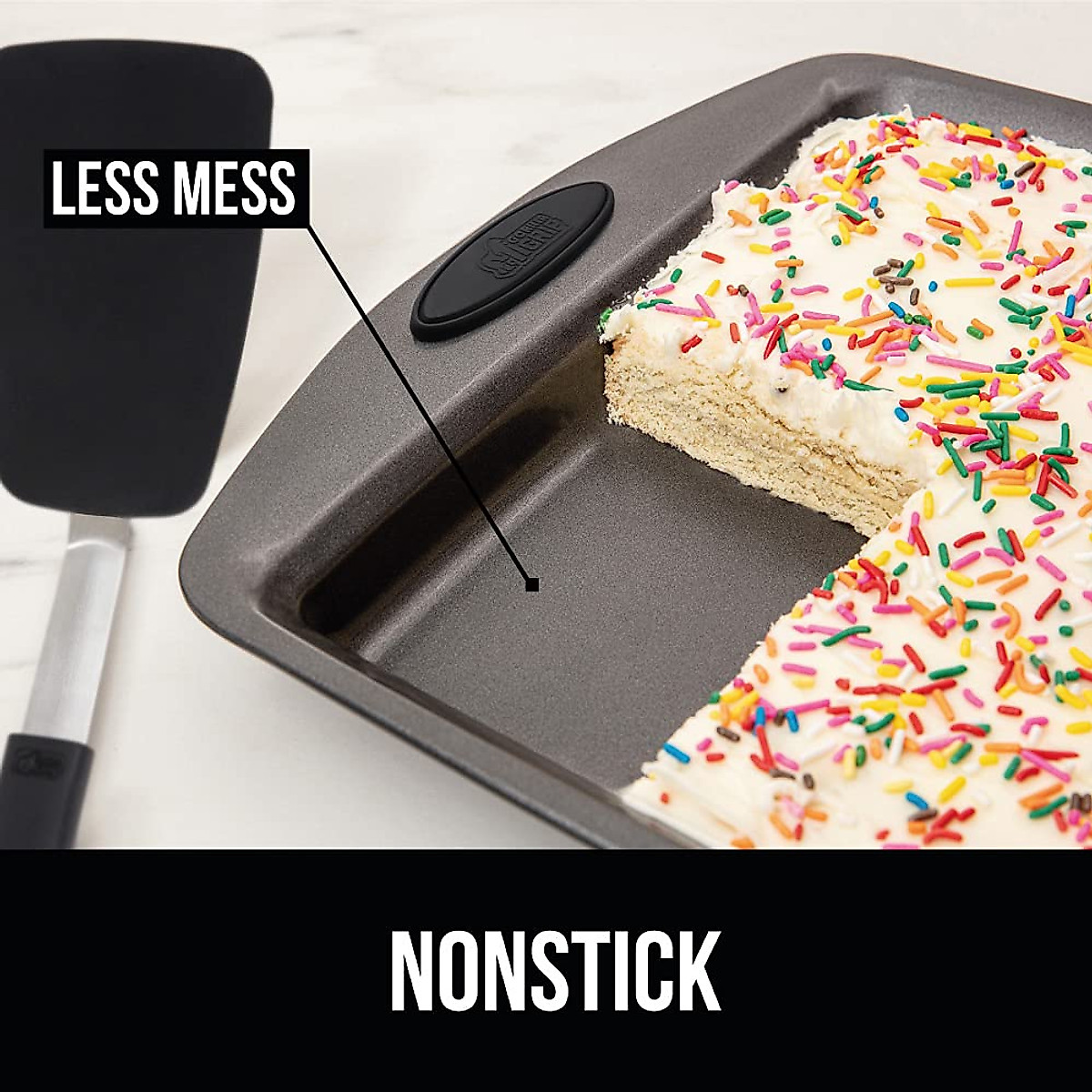 Gorilla Grip Non Stick Jelly Roll Baking Pans, Thick Warp Proof, 3 Piece, Durable Silicone Handles, Kitchen Oven Pan Bakeware Set, Cooking, Roasting Sets, Easy Clean, Set of 3, Black